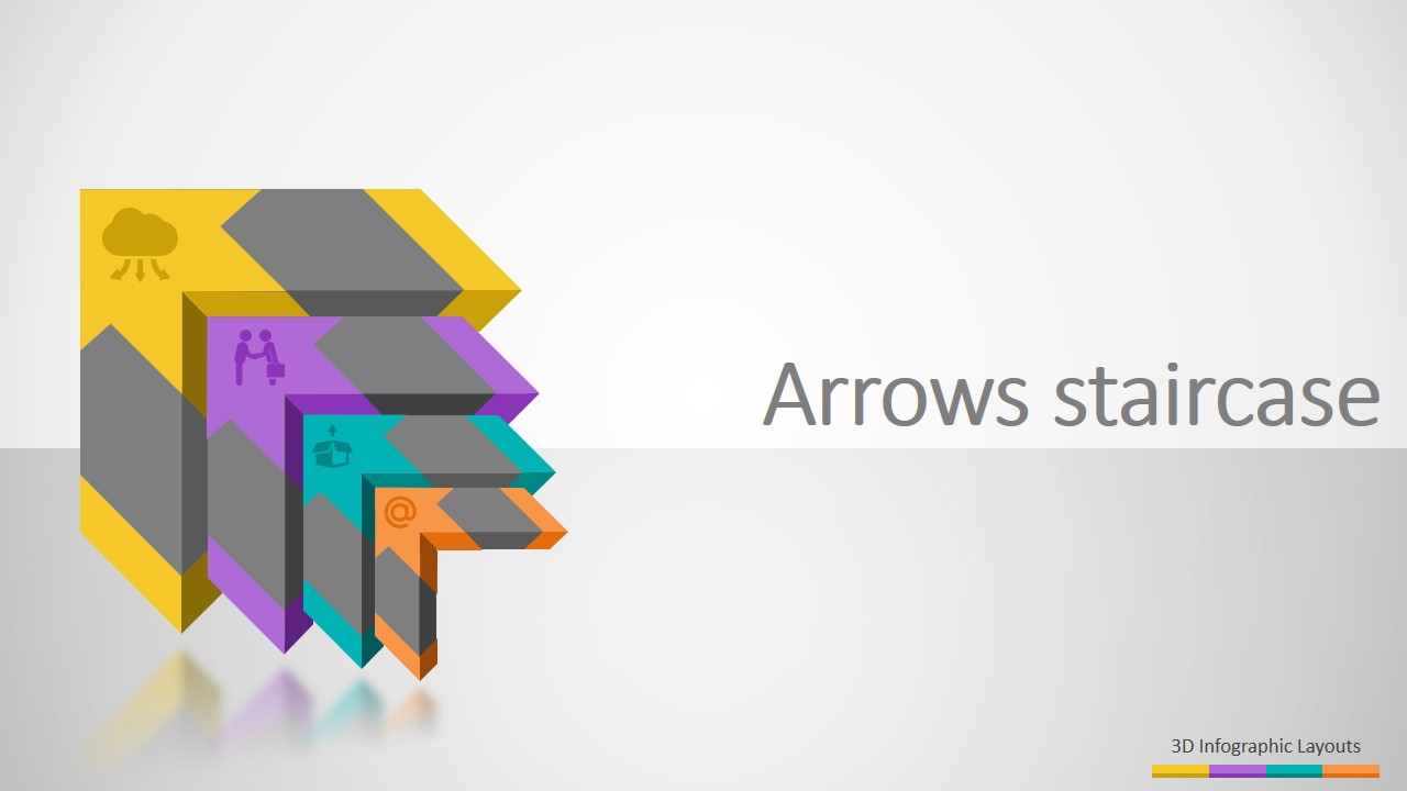 3D Four Steps Arrows Staircase PowerPoint Diagram - SlideModel