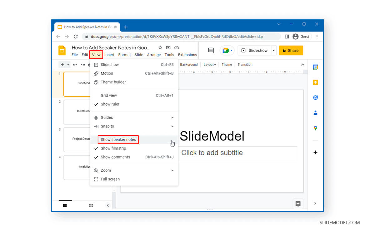 How To Add Speaker Notes In Google Slides