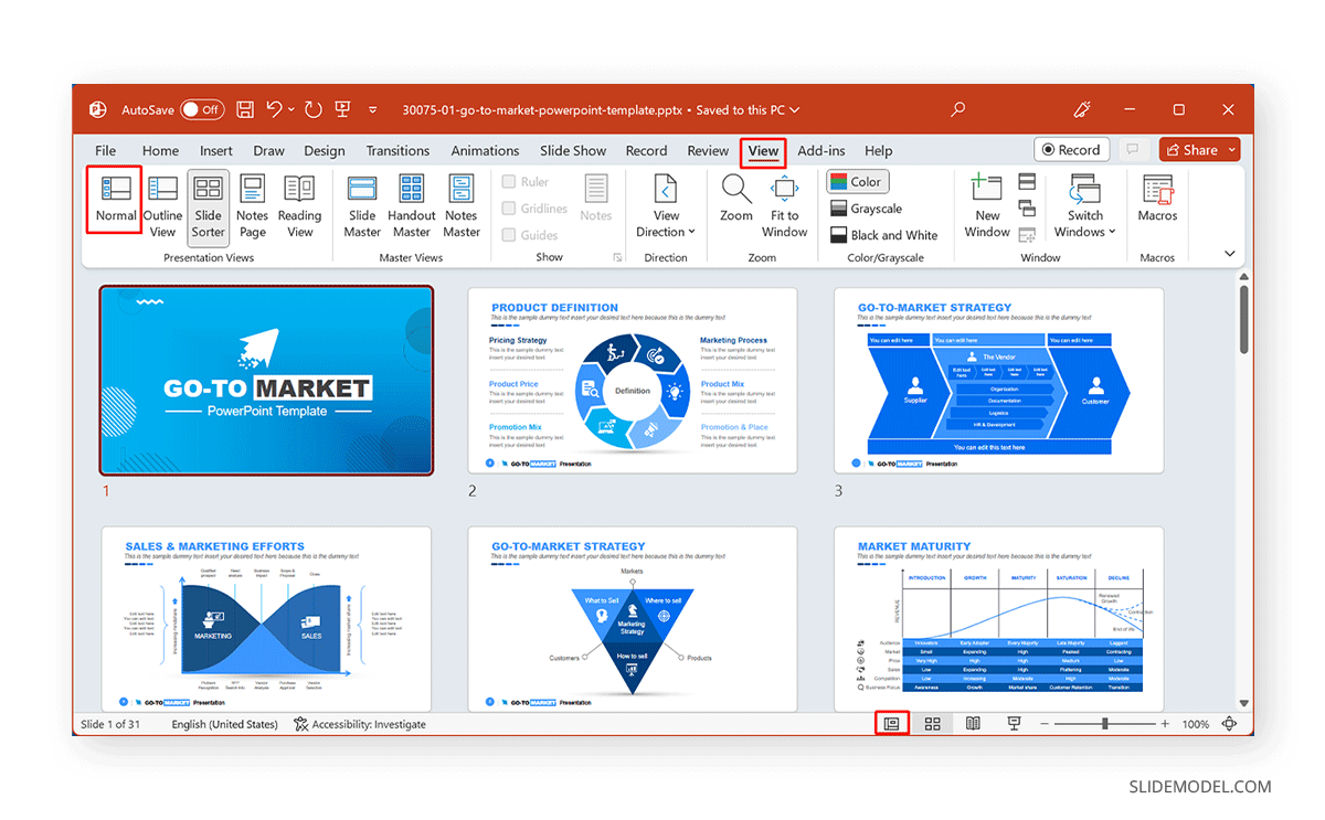 How To Switch To Slide Sorter View In PowerPoint