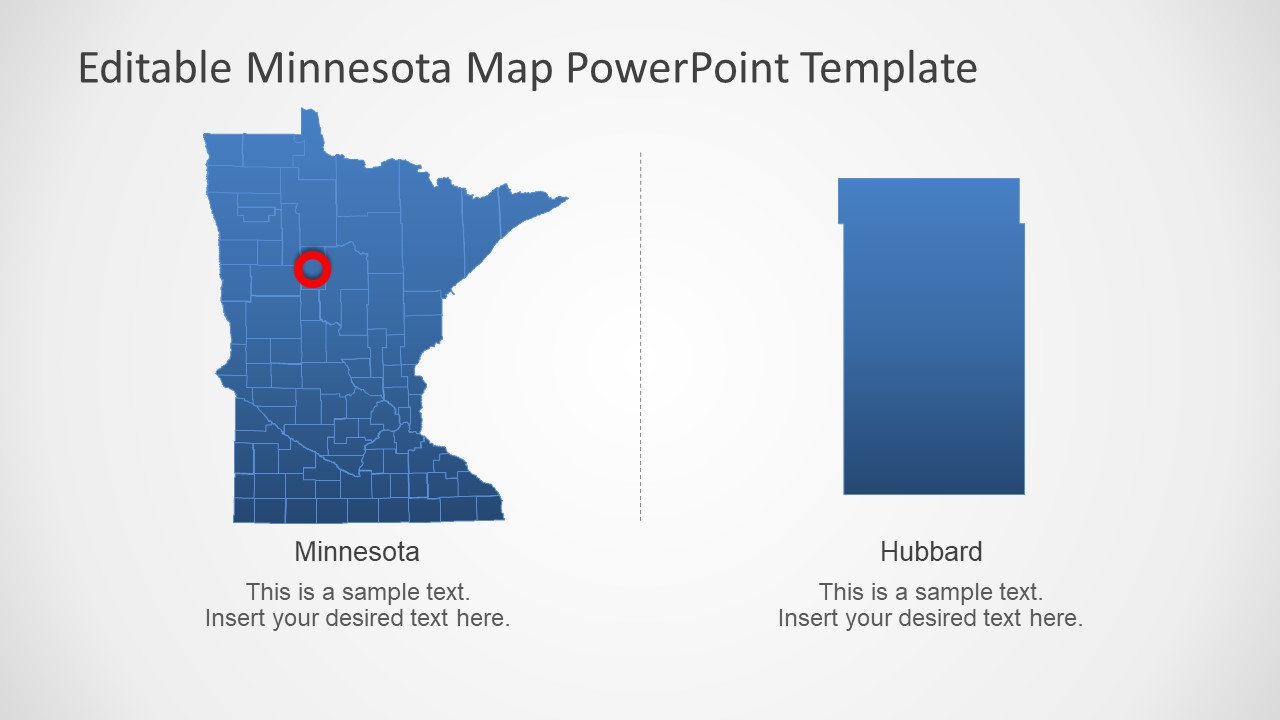Blue Editable Map of Minnesota US State - SlideModel