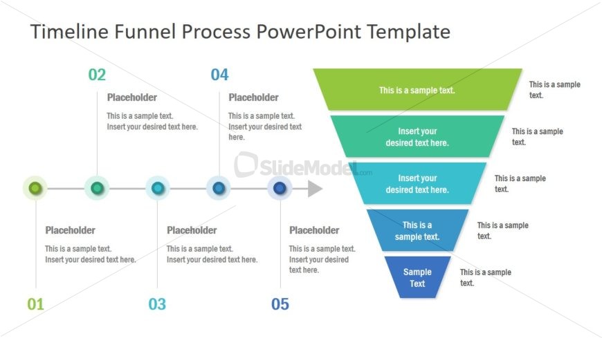 Editable Five Step Powerpoint Funnel Slidemodel
