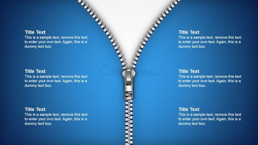 Blue Design Zipper Shapes Vertical Reveal Background - SlideModel