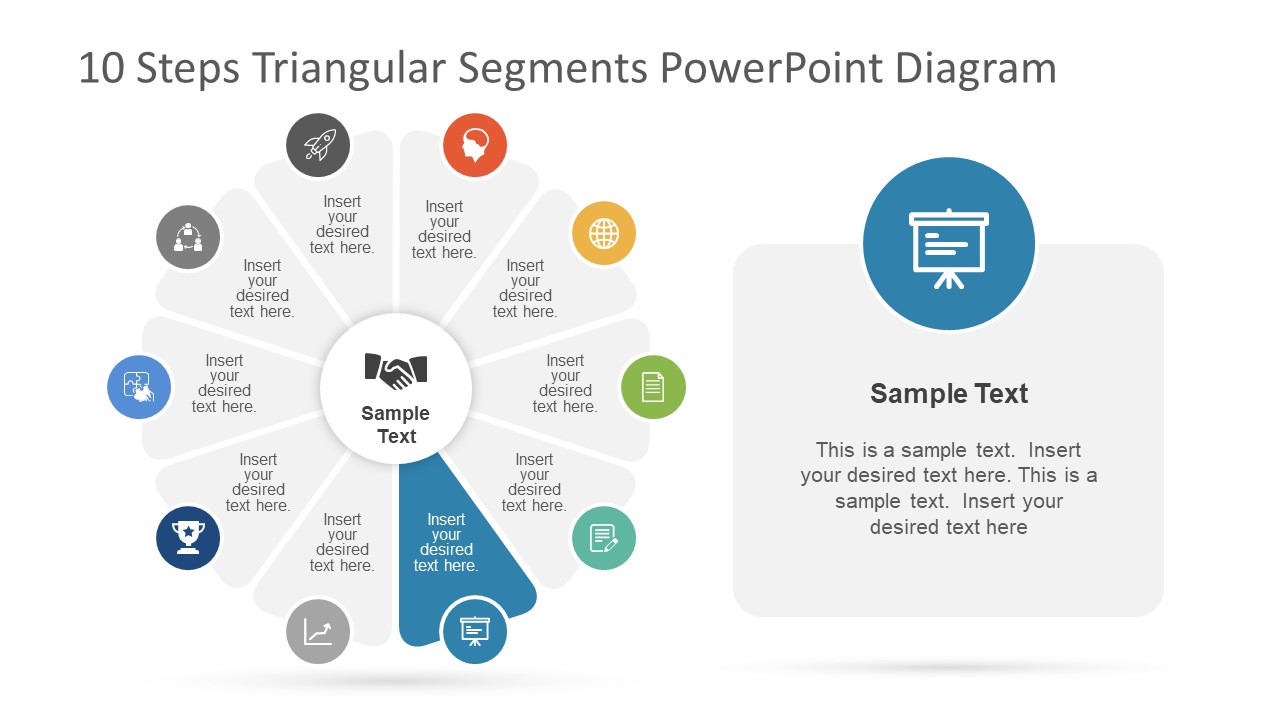 10 Steps Triangular Segments PowerPoint Diagram - SlideModel