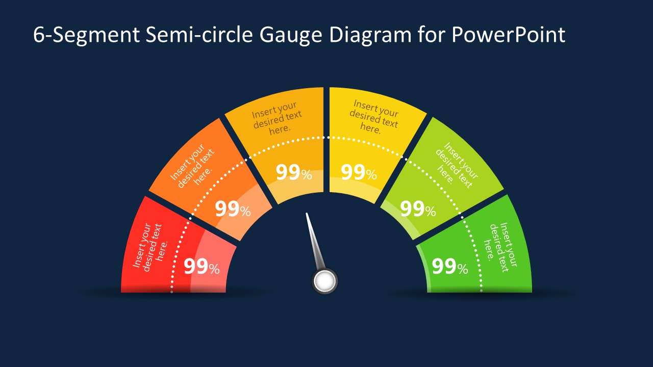 6 Segment Semi-circle Gauge Diagram for PowerPoint - SlideModel
