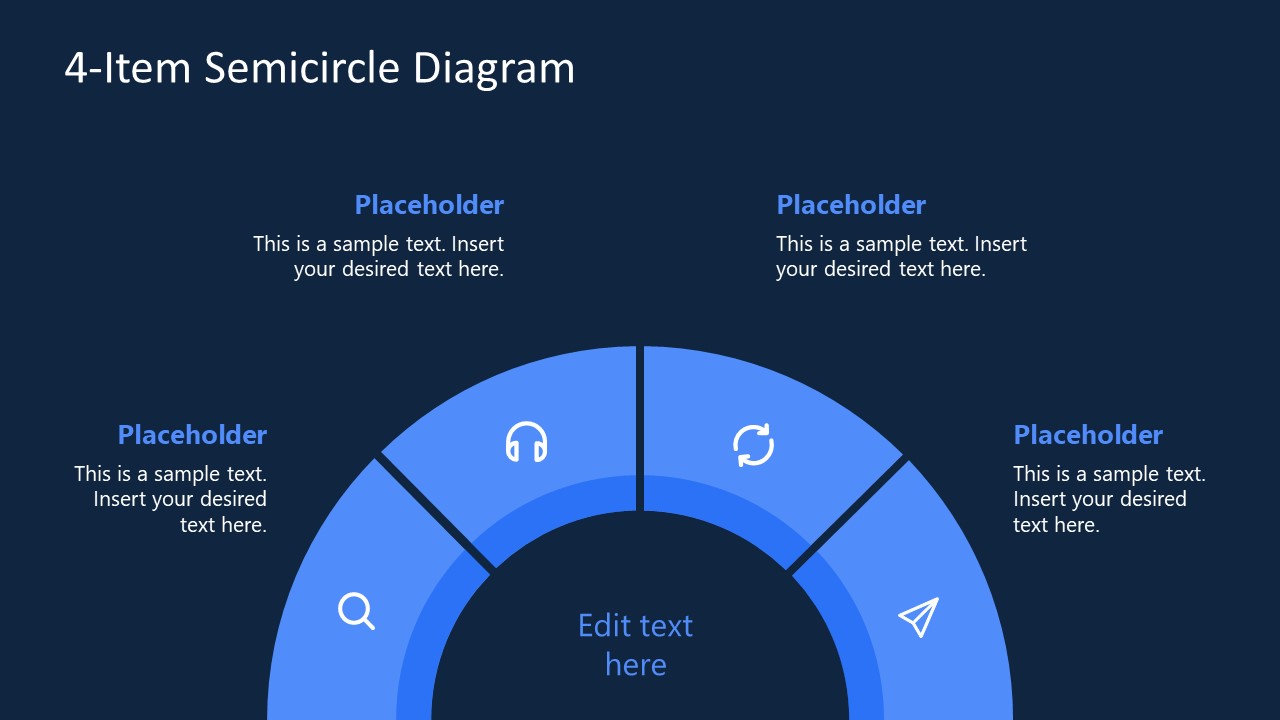 4 Item Semicircle Diagram For PowerPoint SlideModel