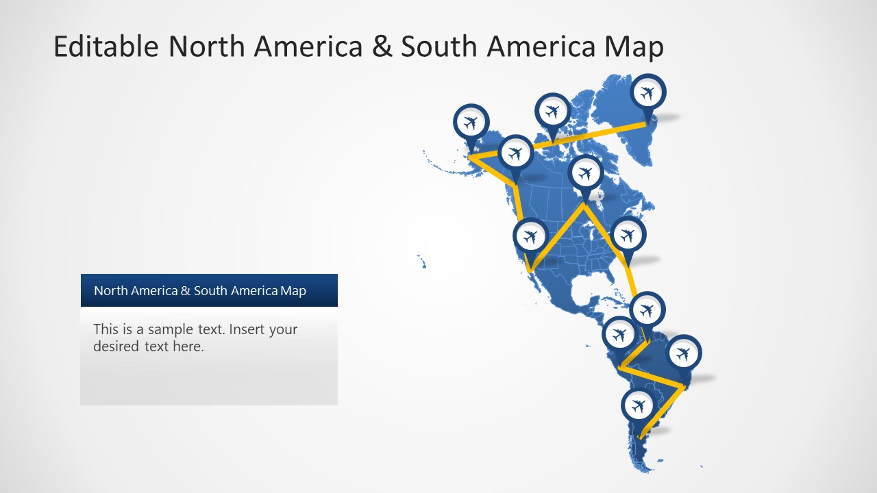 Editable North America & South America Map PowerPoint Template - SlideModel