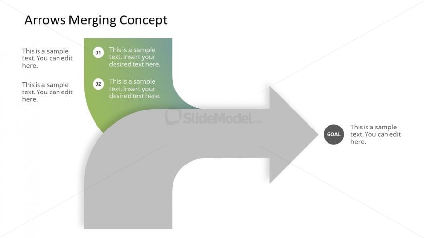 Merging Arrows Template 2 Inputs - SlideModel