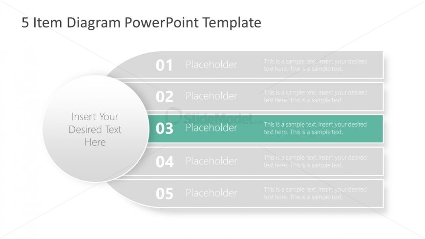 Horizontal 5 Items Powerpoint Slidemodel