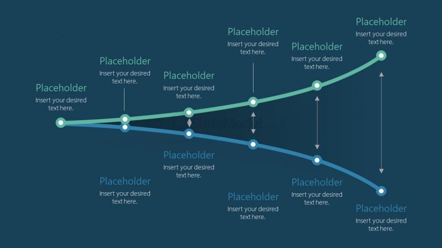 Two Opposite Curves Horizontal Timeline PPT - SlideModel Two Opposite Curves Horizontal Timeline PPT - SlideModel