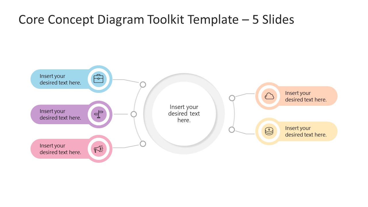 5 Items Core Concept PowerPoint Diagram - SlideModel