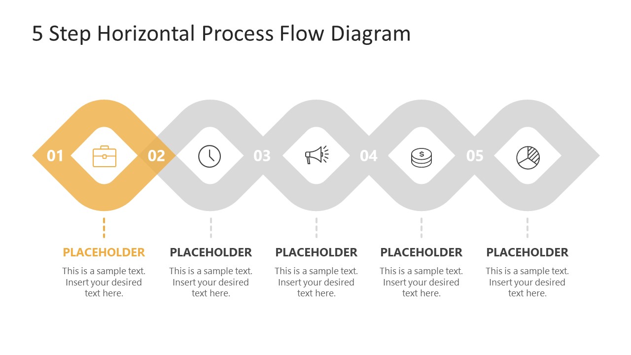 Step 1 Rhombus Horizontal Process Flow Template - SlideModel