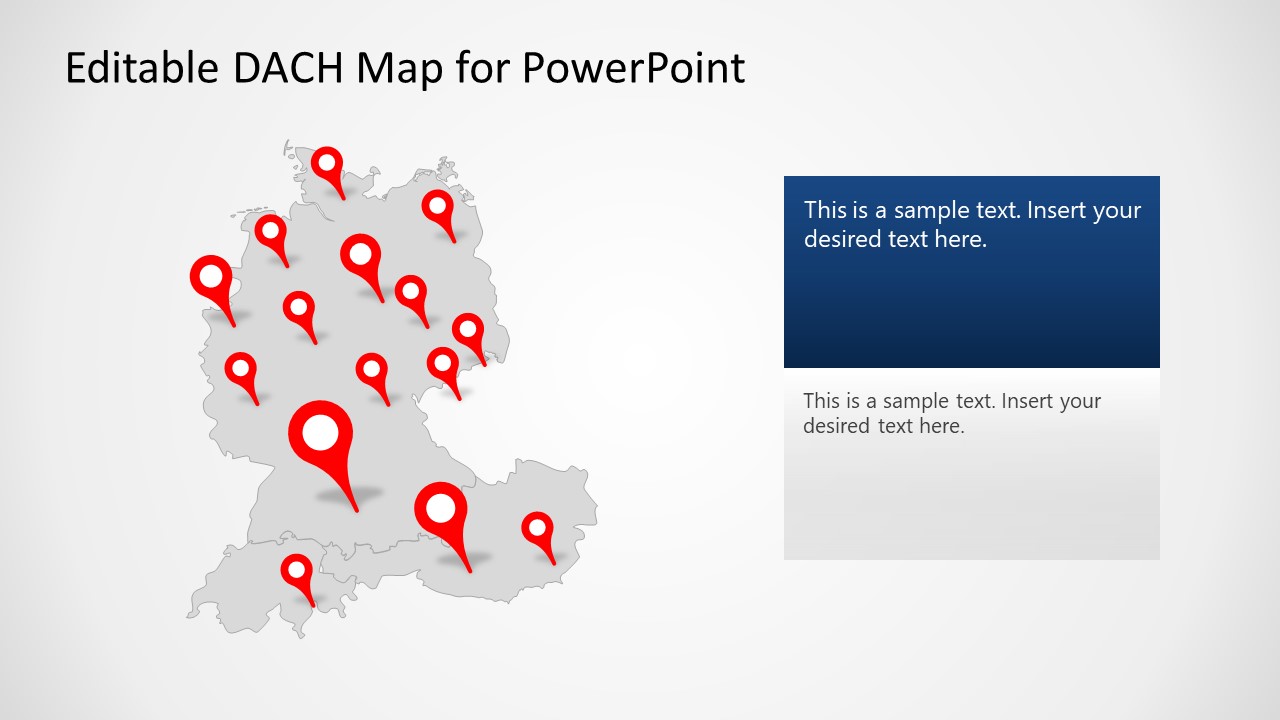 Location Markers DACH Region PowerPoint Map - SlideModel