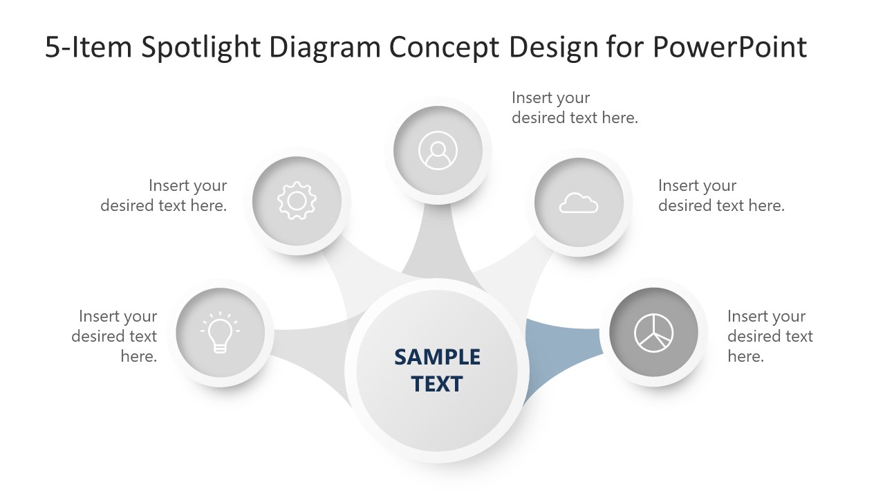 5-Item Spotlight Diagram Concept Design for PowerPoint - SlideModel
