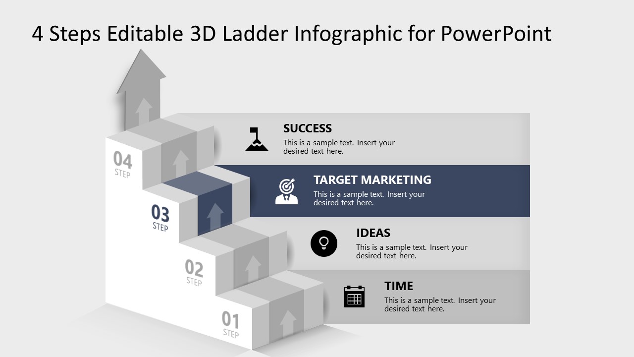 4 Steps Editable 3D Ladder Infographic for PowerPoint - SlideModel