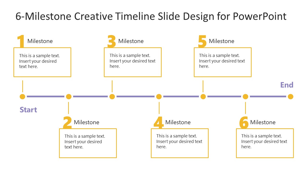 6-Milestone Creative Timeline Slide Design for PowerPoint