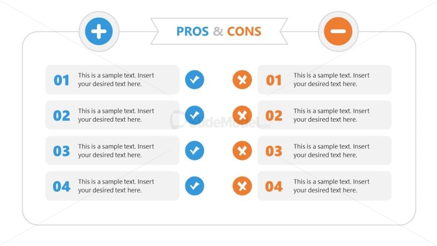 Customizable Pros & Cons PPT Template - SlideModel Customizable Pros & Cons PPT Template - SlideModel