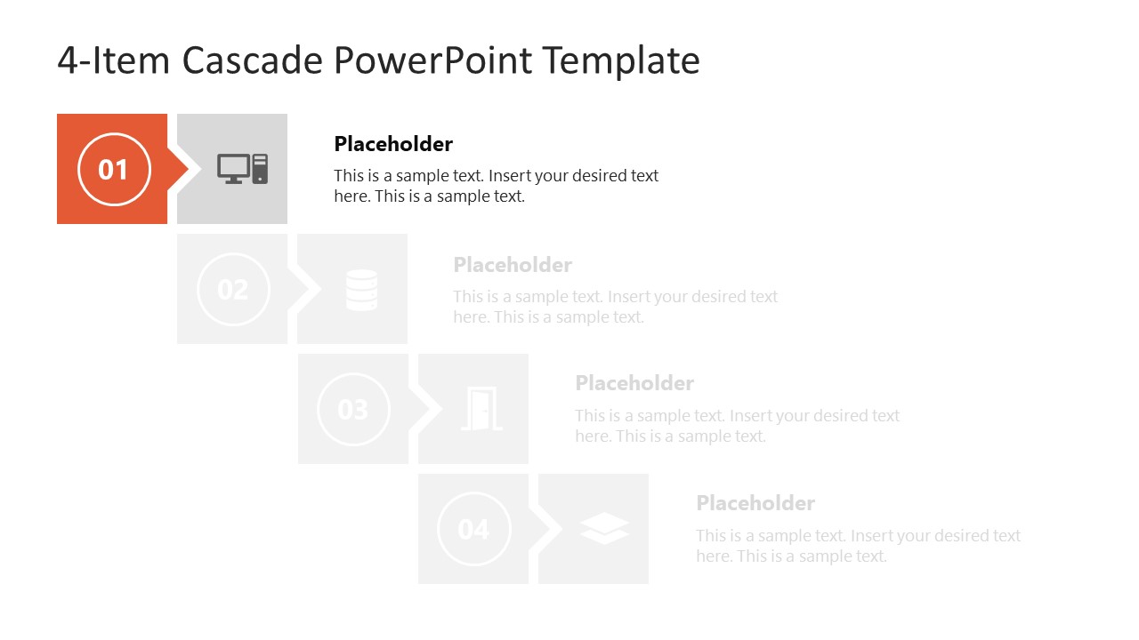 4-Item Cascade PowerPoint Template