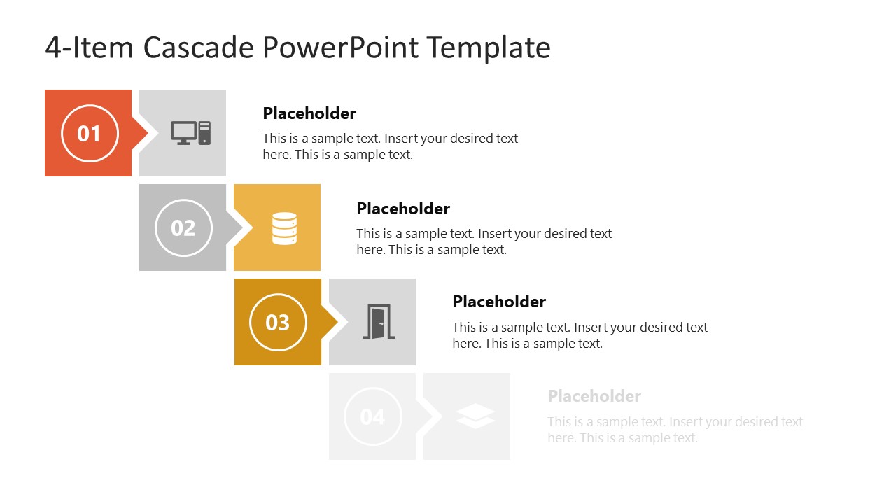 4-Item Cascade PowerPoint Template