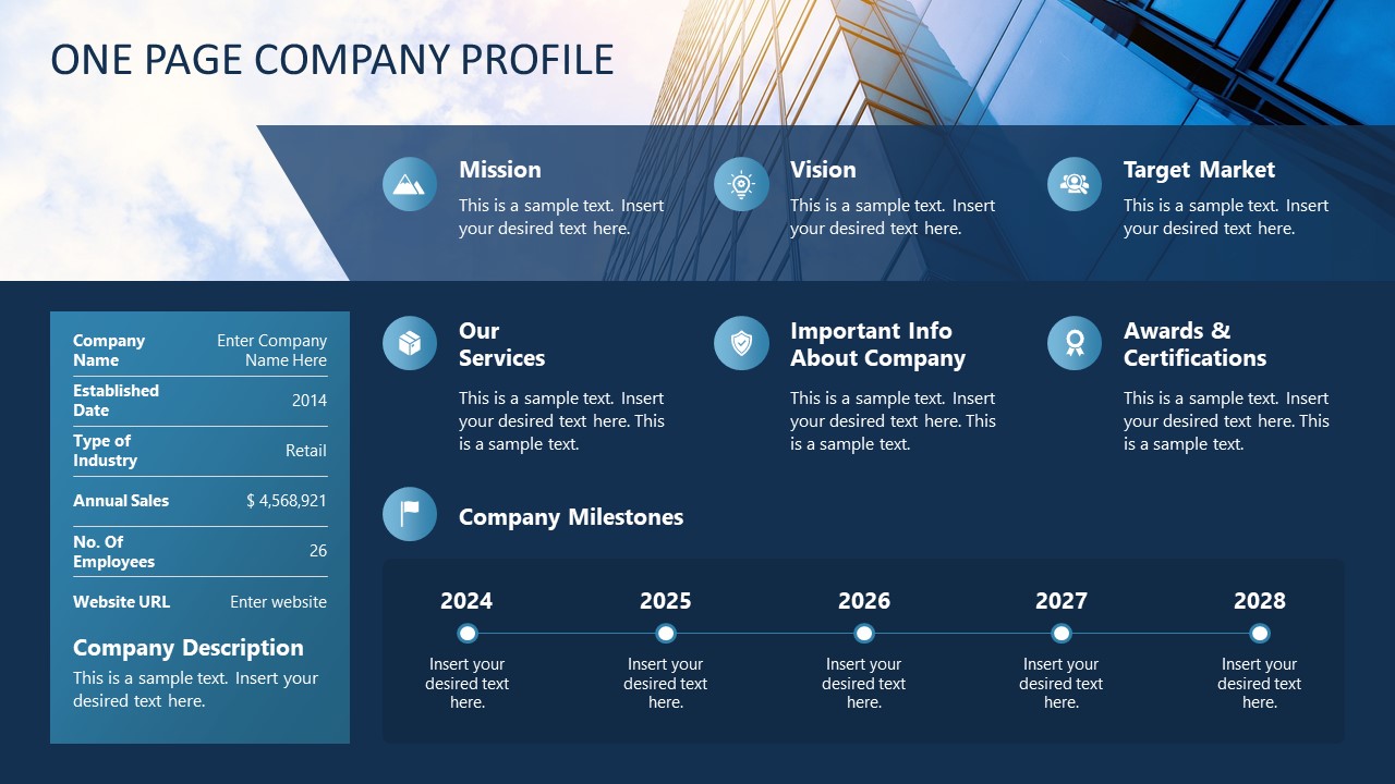 One Page Company Profile Slide Template