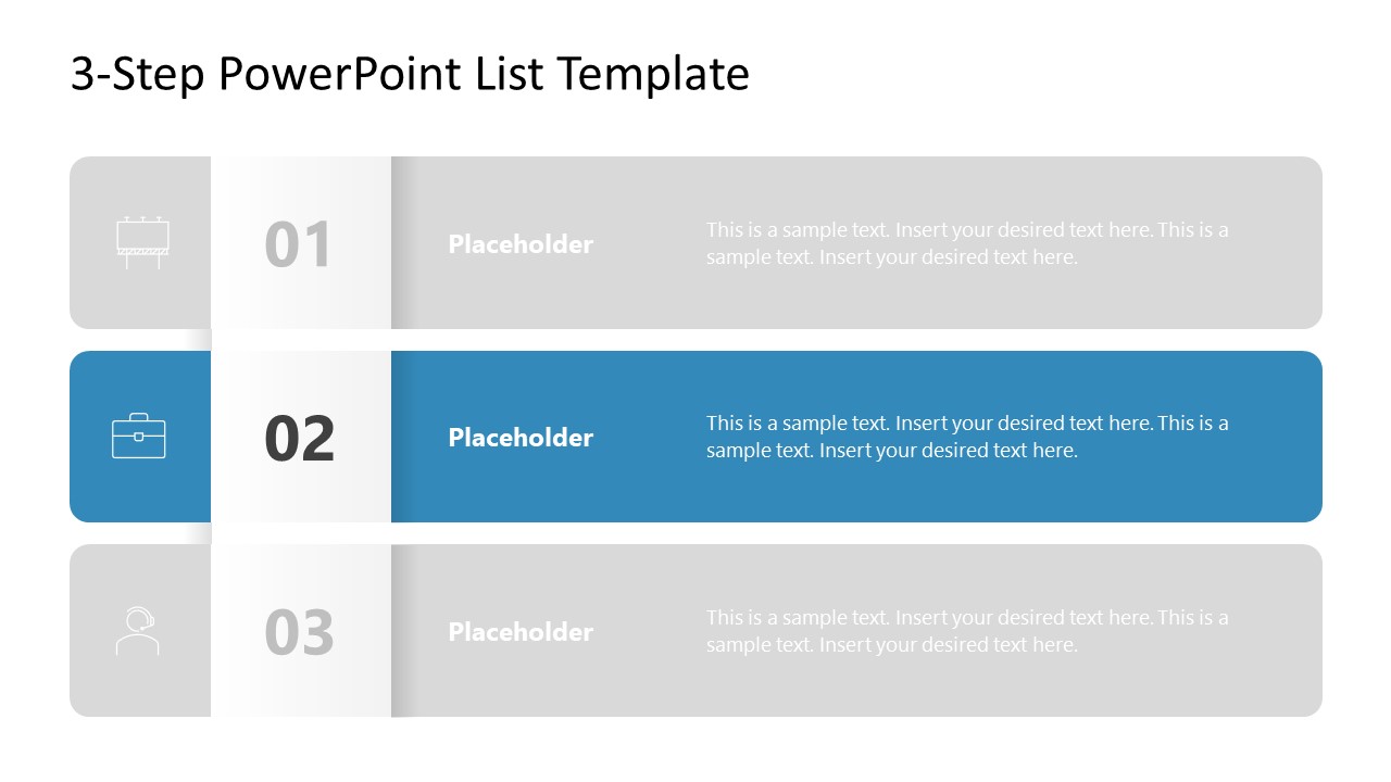 3-Step PowerPoint List Template
