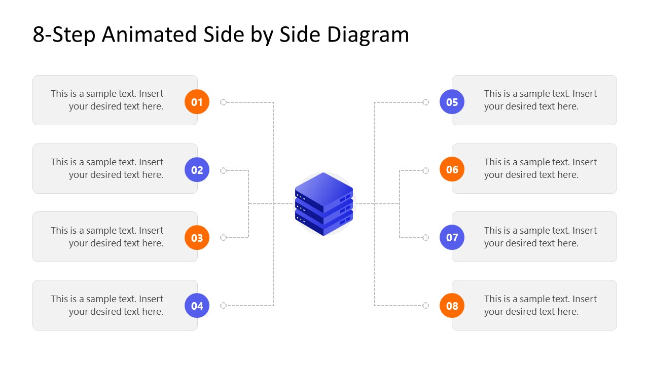 8-Step Animated Side-by-Side Diagram Template for PowerPoint