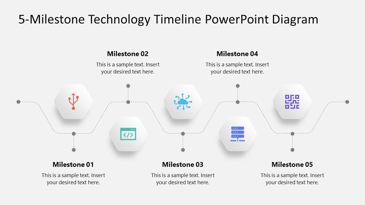 5-Milestone Technology Timeline PowerPoint Template