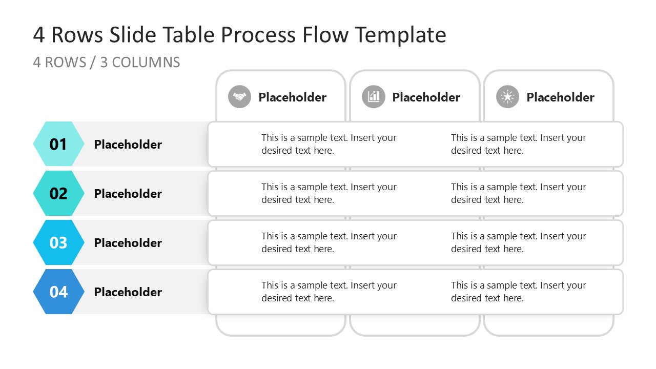 4 Rows PowerPoint Table Process Flow Template