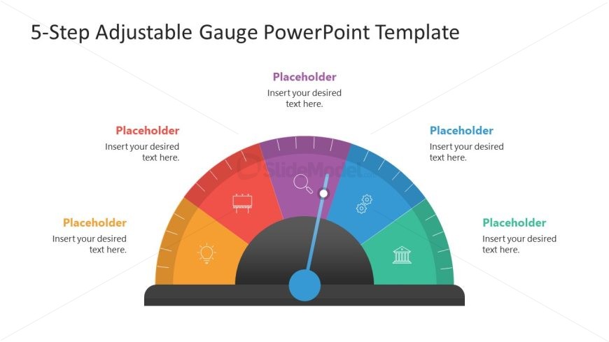 5-Step Adjustable Gauge Presentation Template - SlideModel