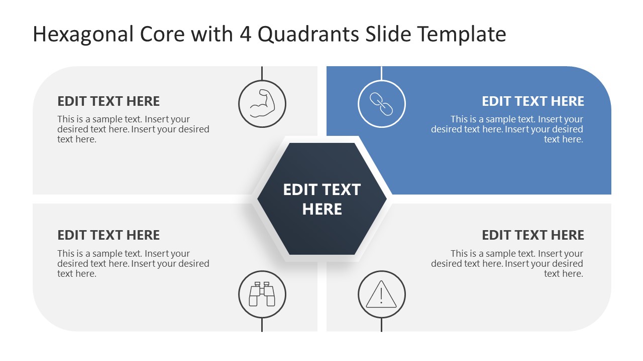 Hexagonal Core with 4 Quadrants PowerPoint Template