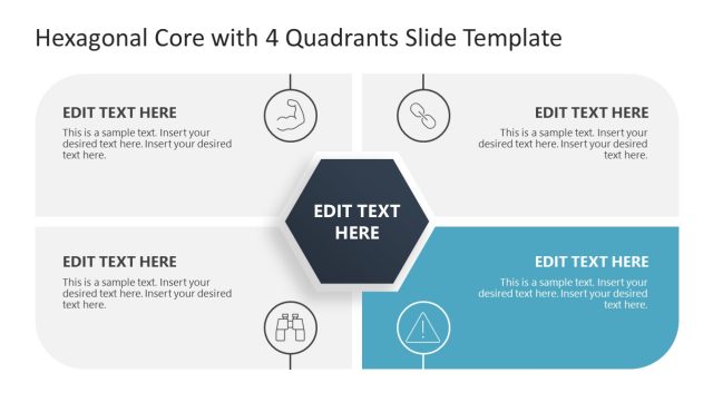 Hexagonal Core with 4 Quadrants Template - SlideModel