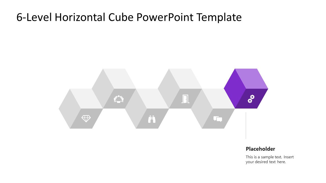 6-Level Horizontal Cube Infographic PowerPoint Template