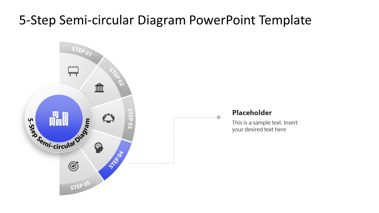 Customizable 5-Step Semi Circular Diagram Presentation Template ...