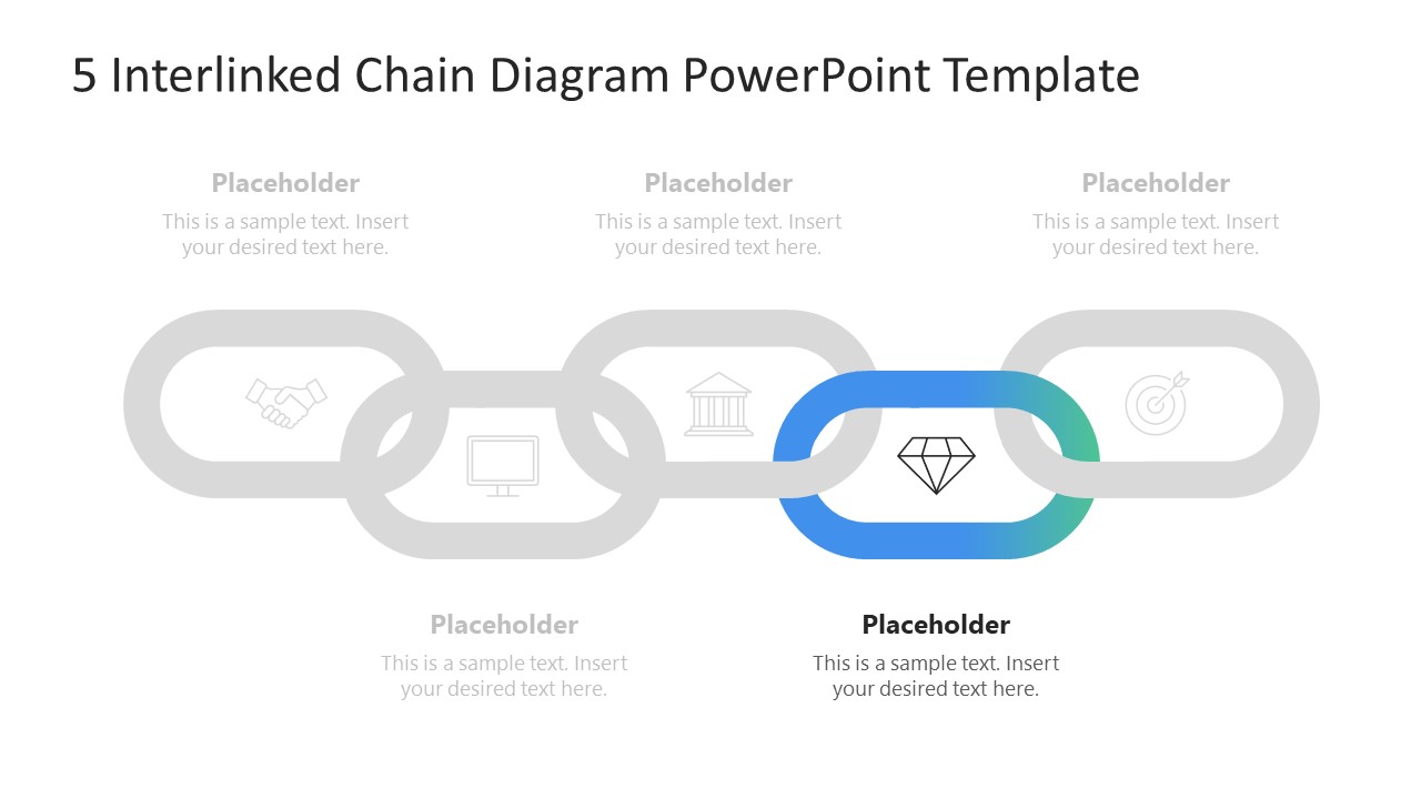 5 Interlinked Chain Diagram PowerPoint Template
