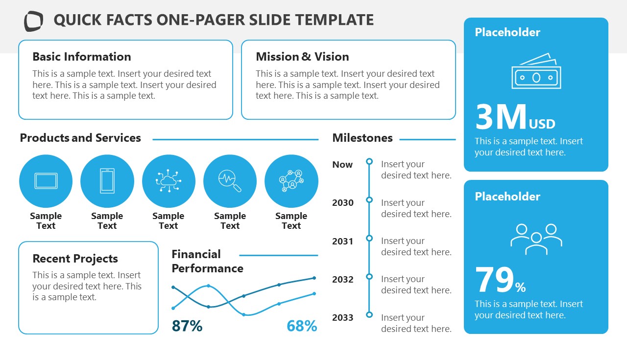 Business Quick Facts One-Pager PowerPoint Template