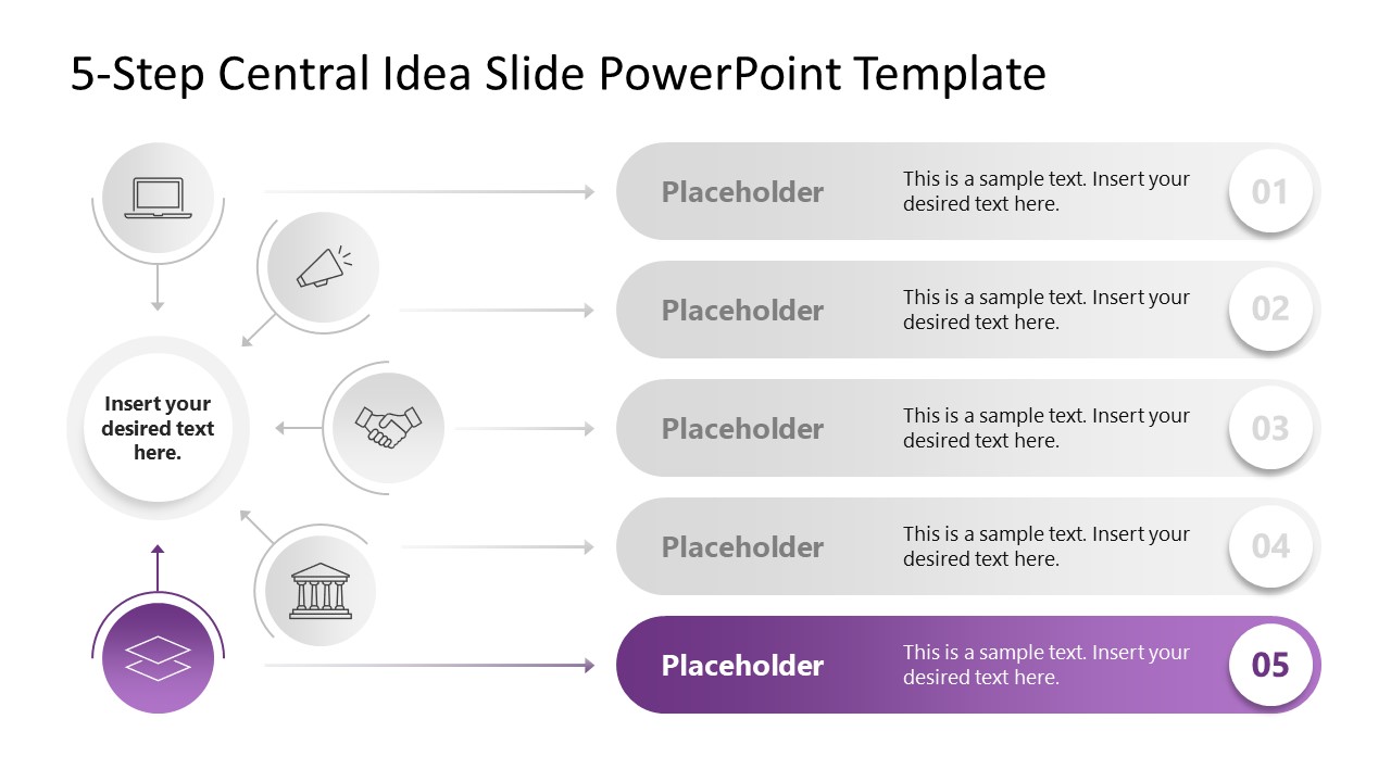 5-Step Central Idea PowerPoint Template