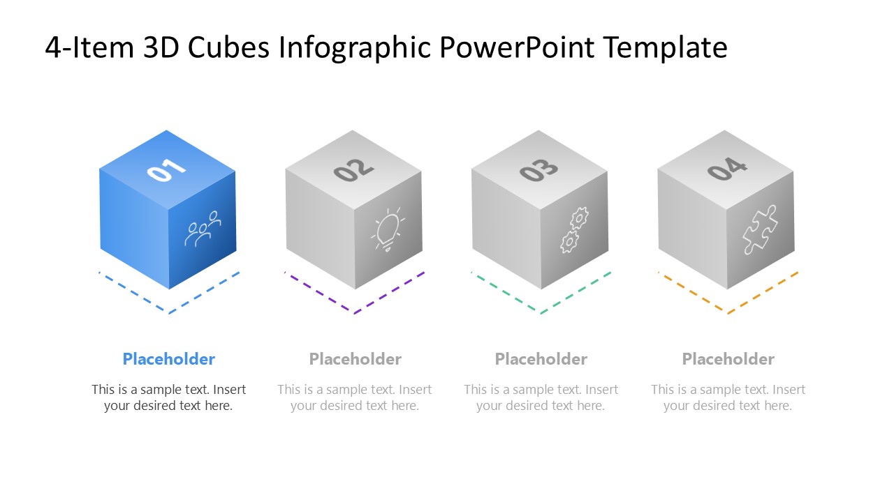 4-Item 3D Cubes Infographic PowerPoint Template