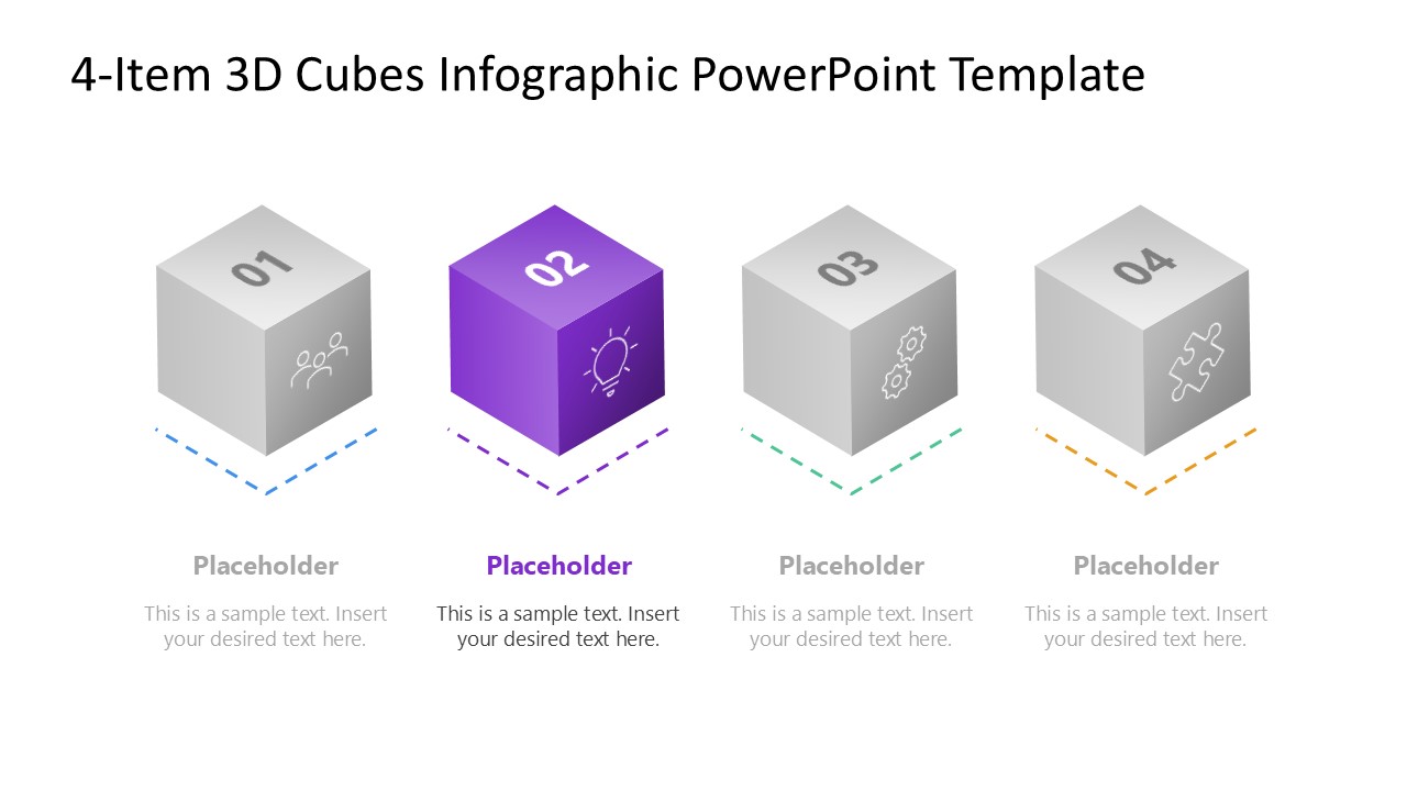 4-Item 3D Cubes Infographic PowerPoint Template