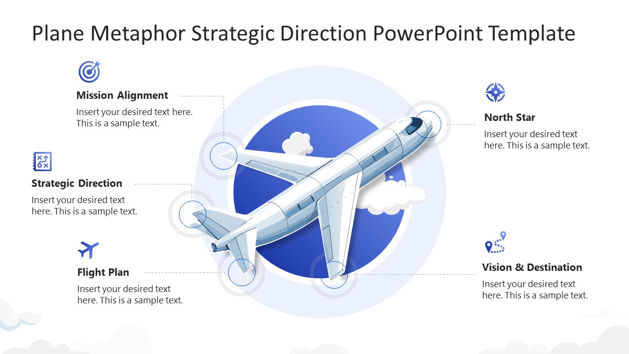 Plane Metaphor Strategic Direction PowerPoint Template