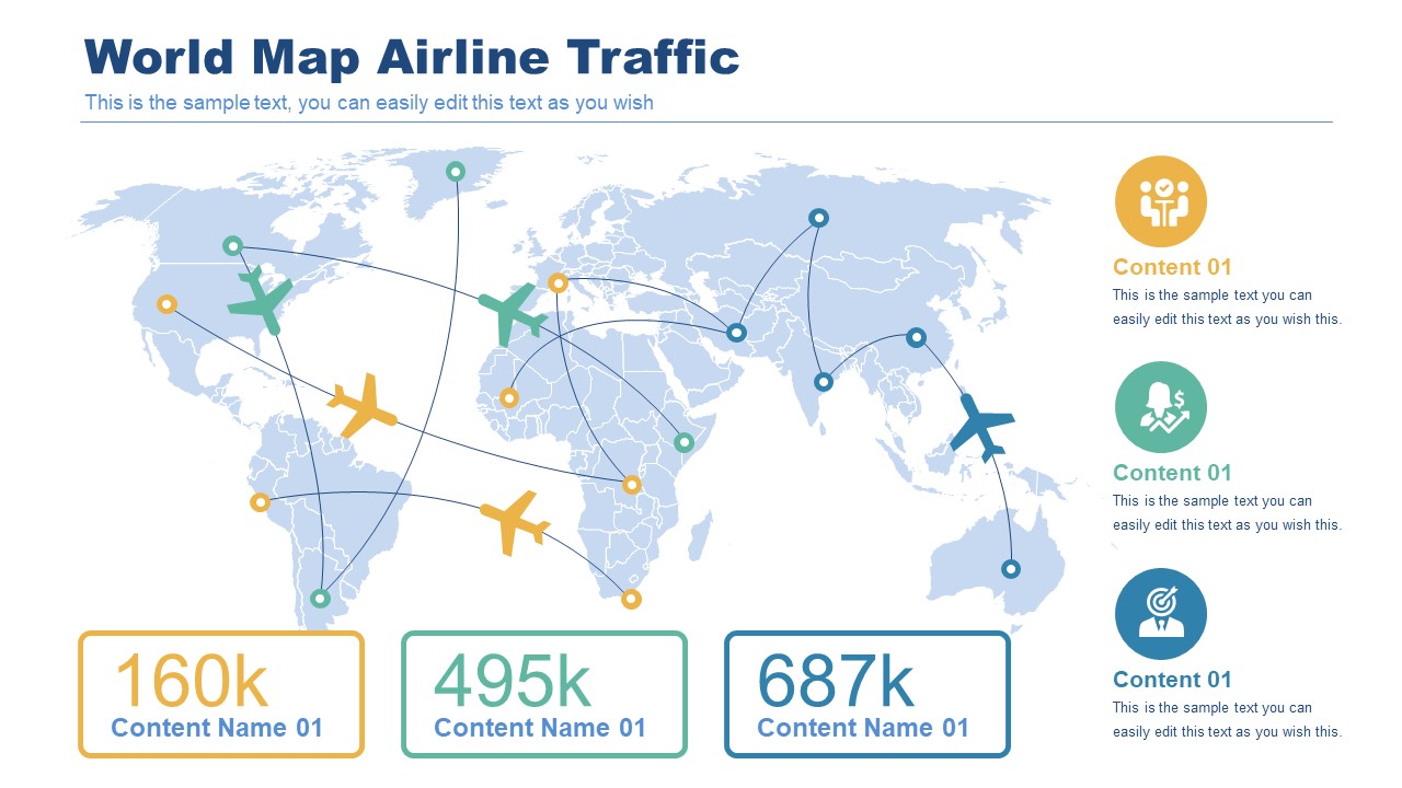 World Map Airline Traffic PowerPoint - SlideModel