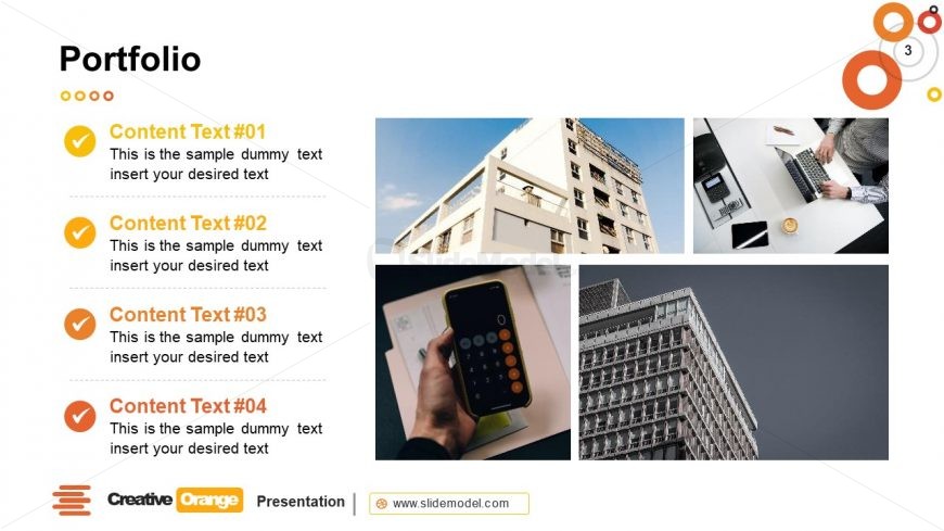Business Portfolio Layout in Orange Template - SlideModel