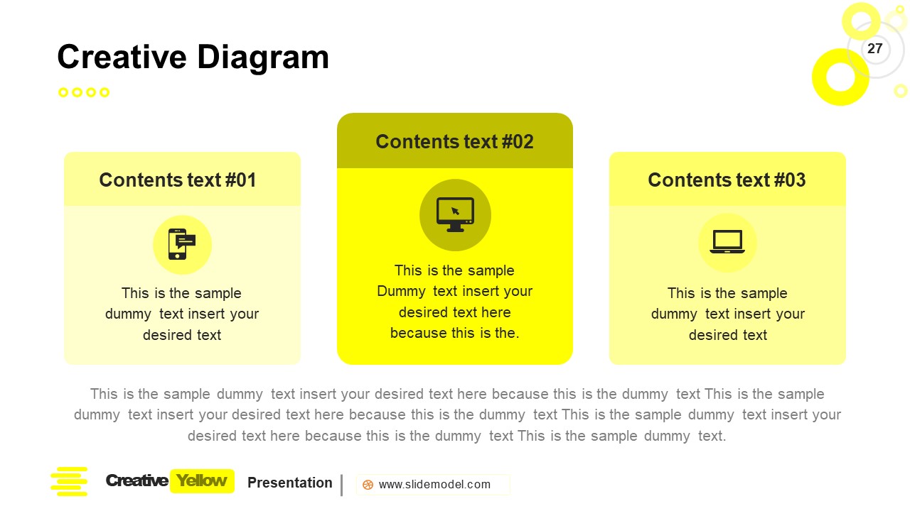 3 Segment Columns Yellow Template - SlideModel