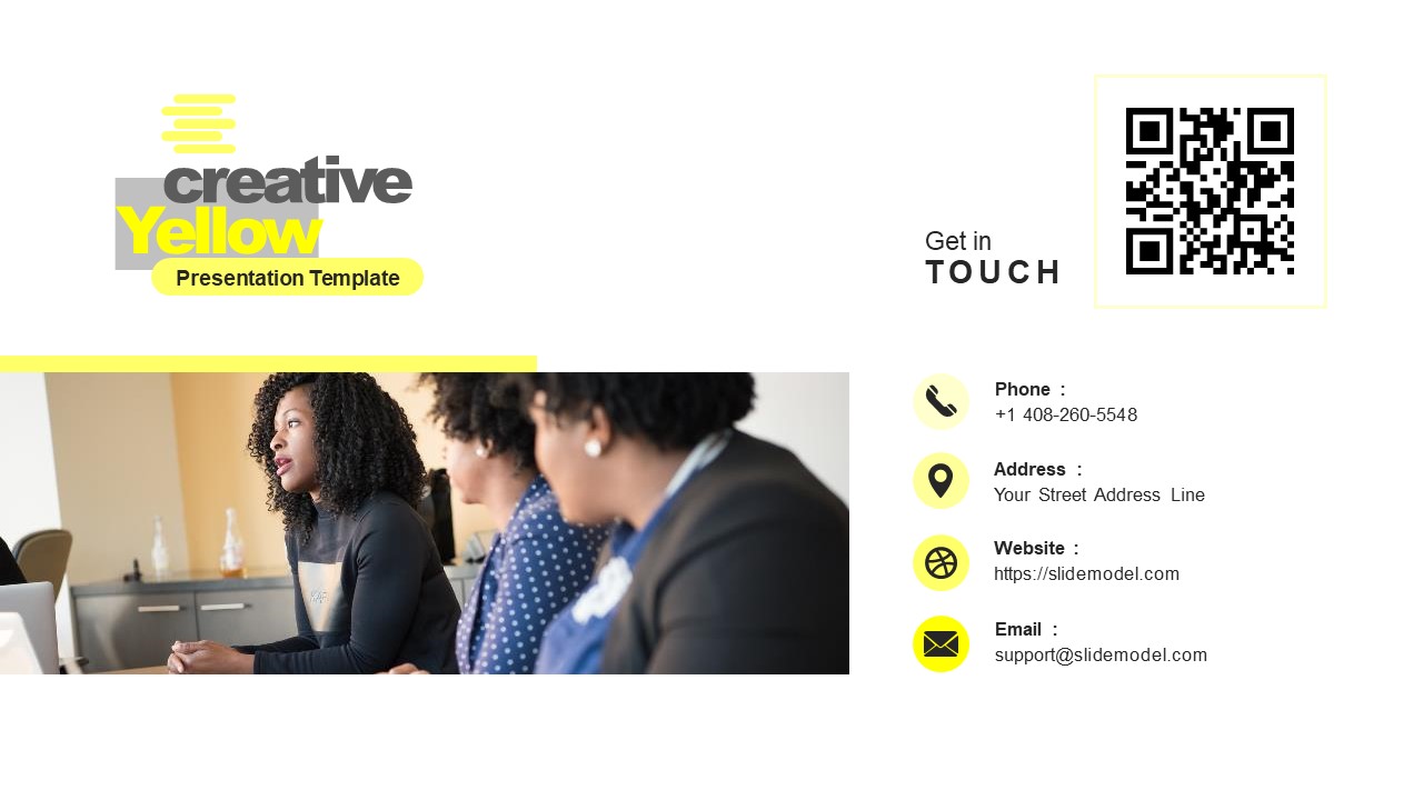 Contacts PowerPoint Creative Yellow Template - SlideModel