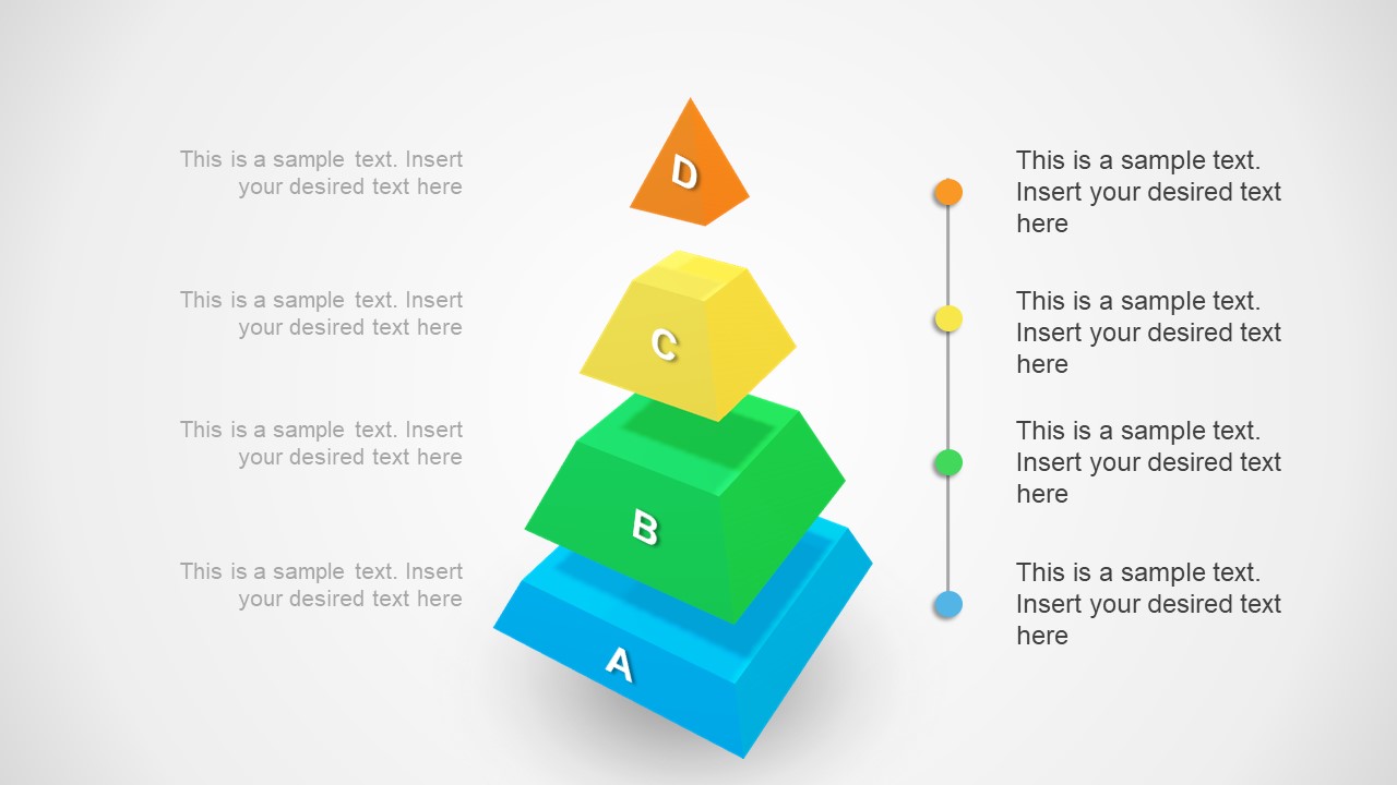 4 Layers 3D Horizontal Segmented Pyramid - SlideModel