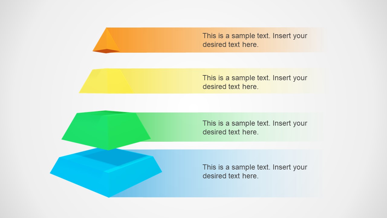 4 Layers 3D Horizontal Segmented Pyramid - SlideModel