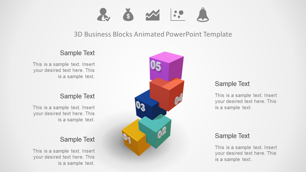 5 Steps 3D Model Cubes PowerPoint Diagram - SlideModel