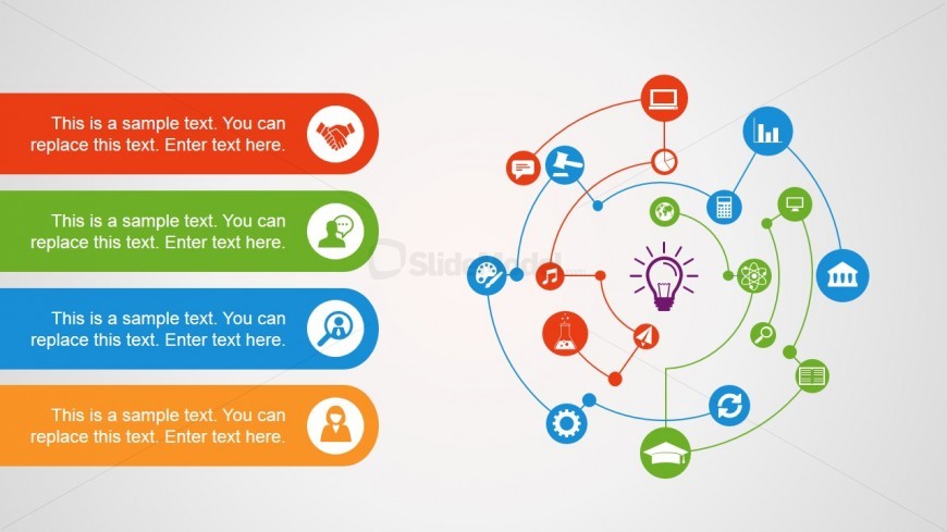 Startup Radial Illustration & Connected Ideas - SlideModel