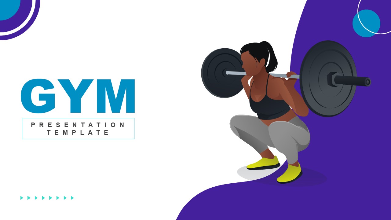 Gym Business PowerPoint Woman Weight Lifting - SlideModel