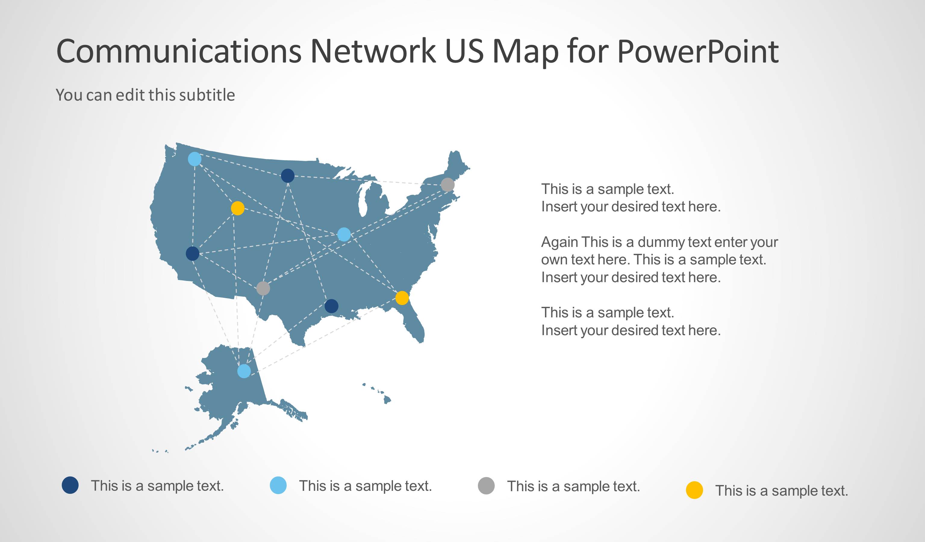 Communications Network Template with US Map for PowerPoint - SlideModel