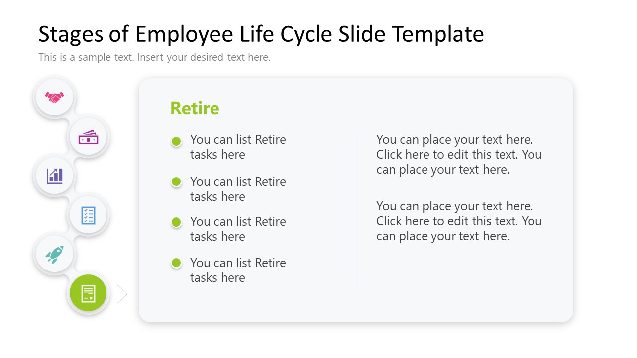 Stages of Employee Life Slide Template for PowerPoint