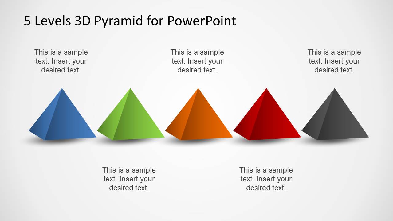 5 Levels 3D Pyramid Template for PowerPoint